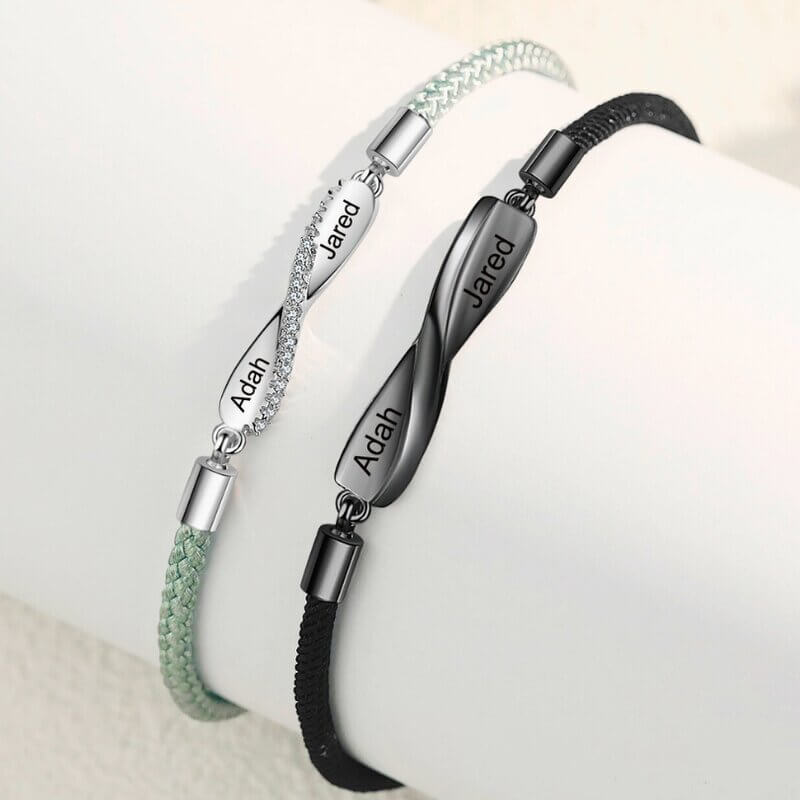 Personalised Infinity Charms Magnetic Couple Bracelets | Engraved Matc – IfShe UK