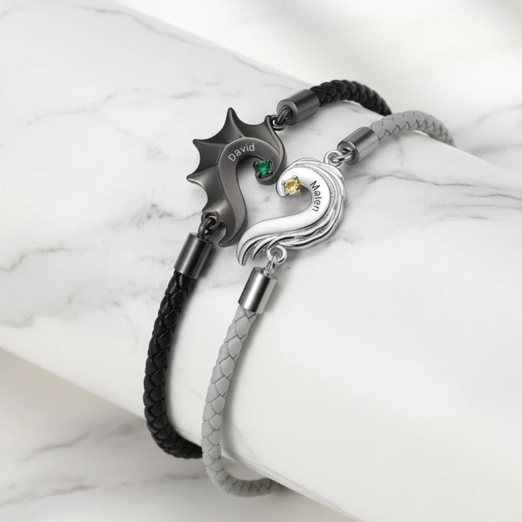 Personalised Engraved Couples Bracelets | Matching Half Heart Set ...