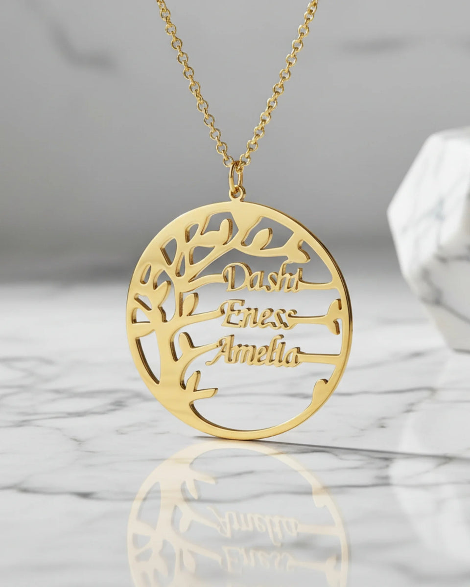 Personalised Family Tree Name Necklace (925 Sterling Silver) – IfShe UK