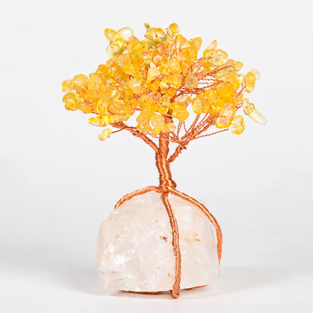 Citrine Crystal Tree with Raw Clear Quartz Crystal Base - Abundance ...