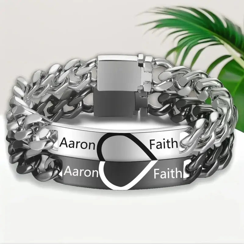 Half Heart Matching Couple Bracelets with Names | IfShe UK