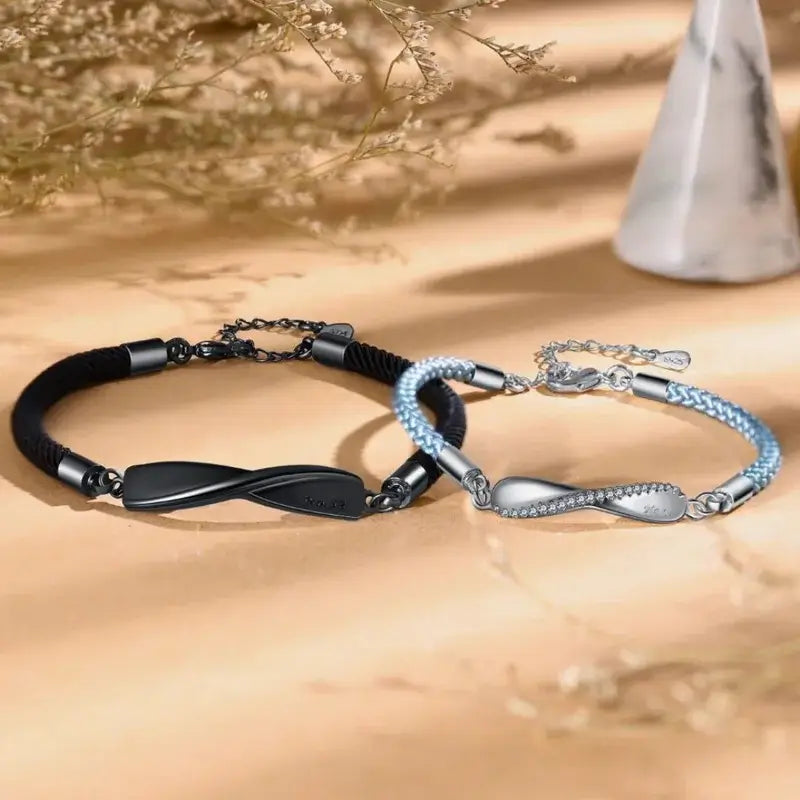 Infinity Matching Couple Bracelets | Engraved Name Matching Bracelets ...